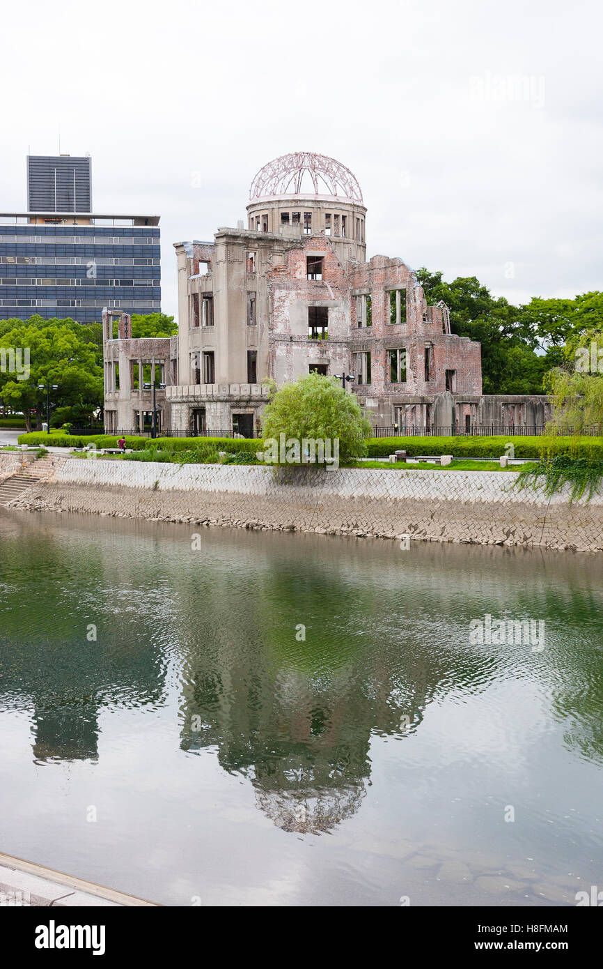 Hiroshima, Japan. View of the A-Bomb dome from across the Motoyasu ...