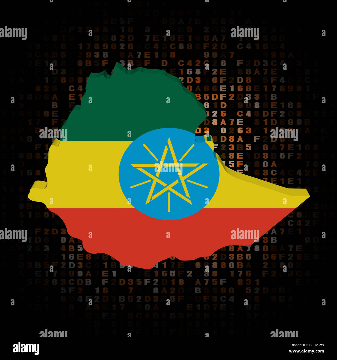 Ethiopia on digital map hi-res stock photography and images - Alamy
