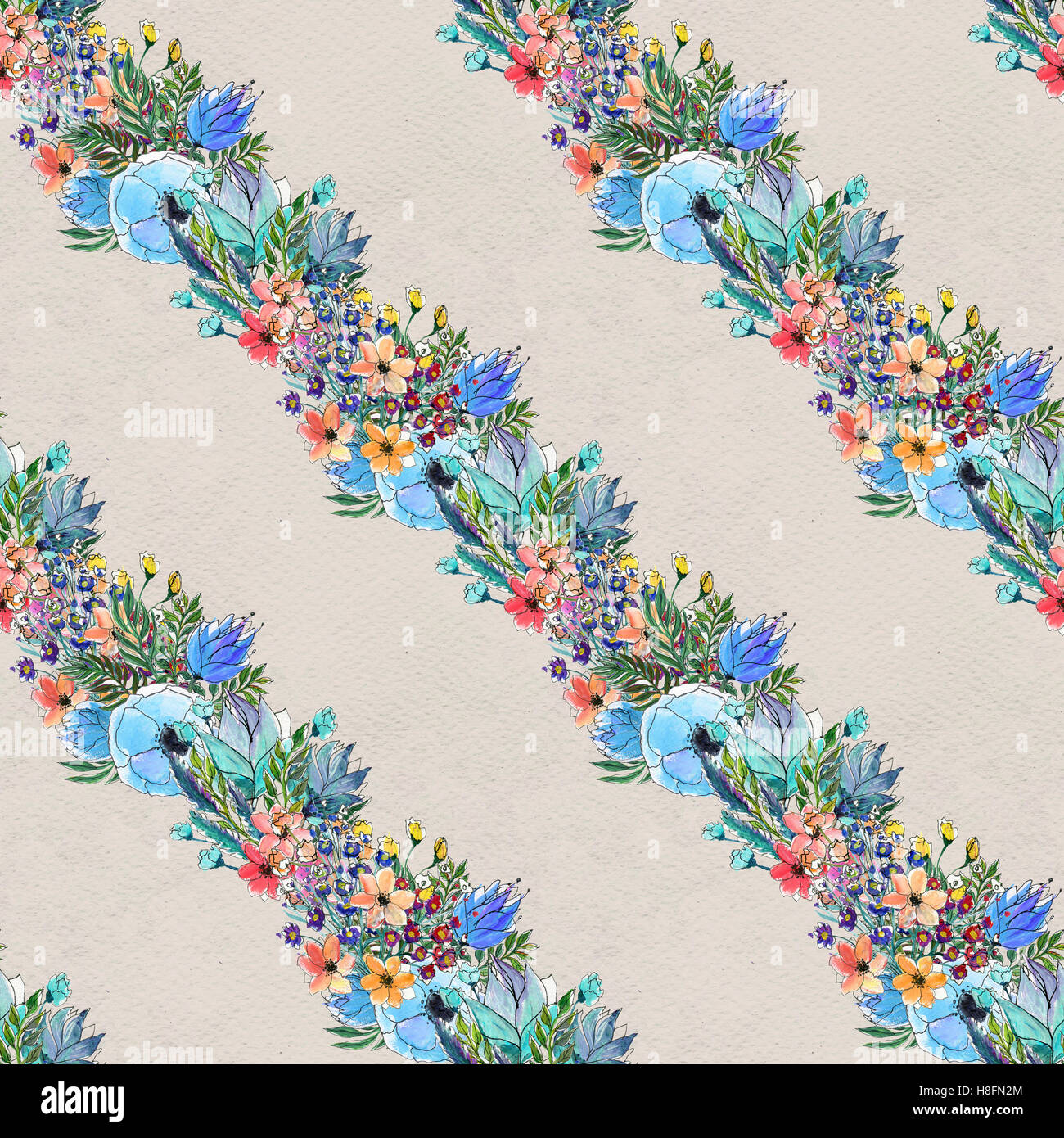 Seamless pattern with colorful flowers Stock Photo - Alamy