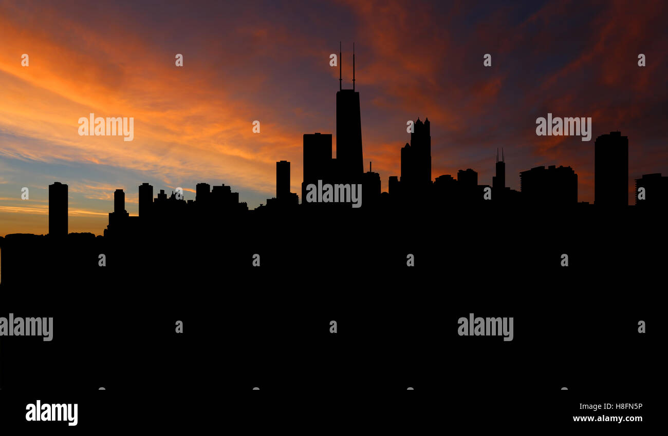 Chicago skyline illustration hi-res stock photography and images - Alamy