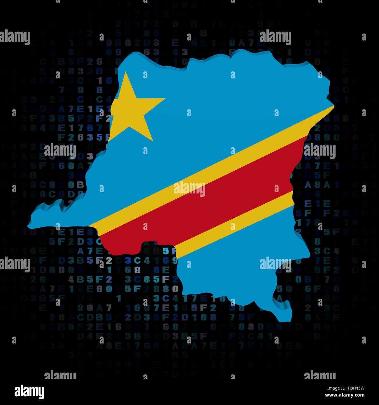 Congo Democratic Republic map flag on hex code illustration Stock Photo ...