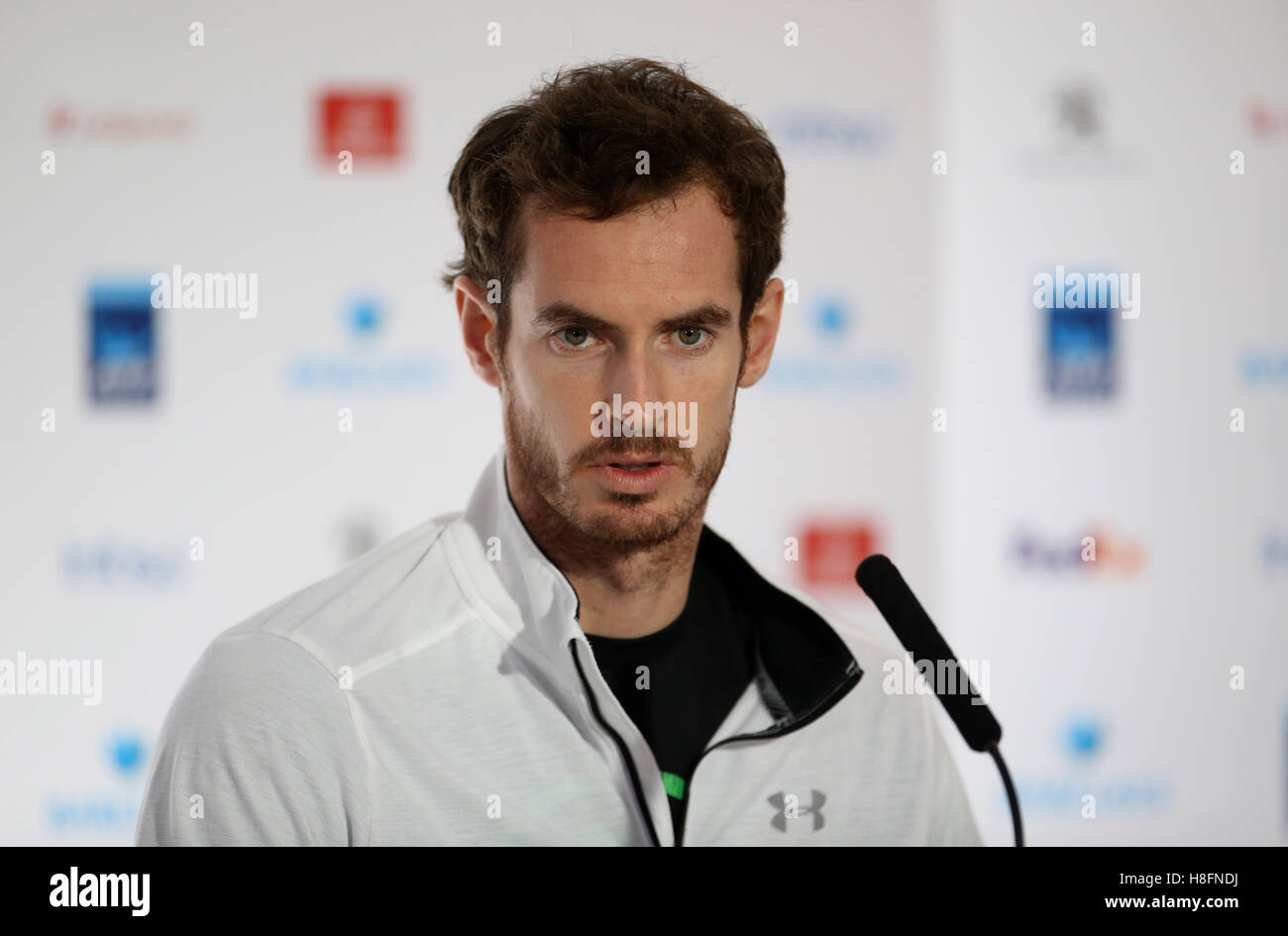 Great Britain's Andy Murray during the press conference at The O2, London Stock Photo - Alamy
