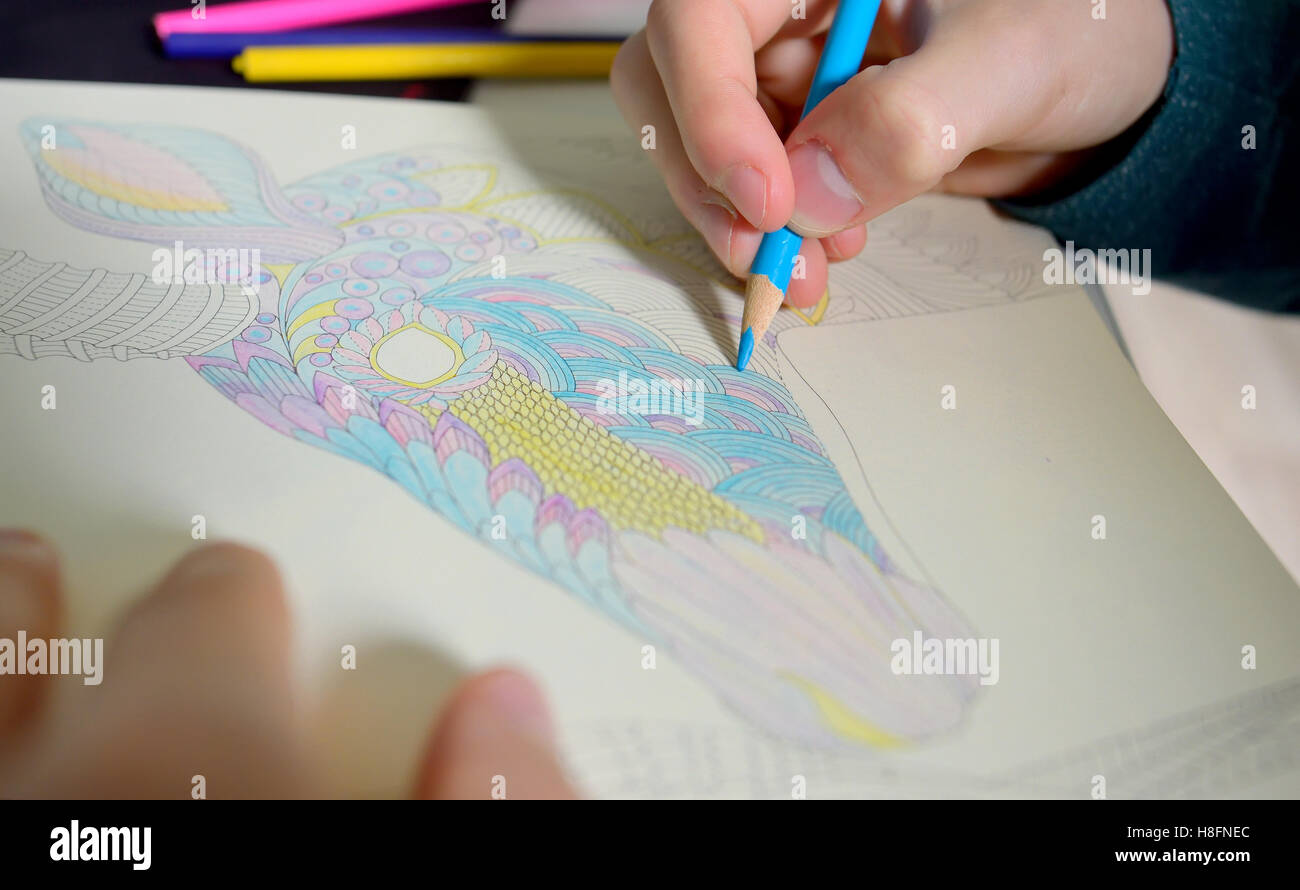 New trendy adults coloring book with vintage twist Stock Photo - Alamy