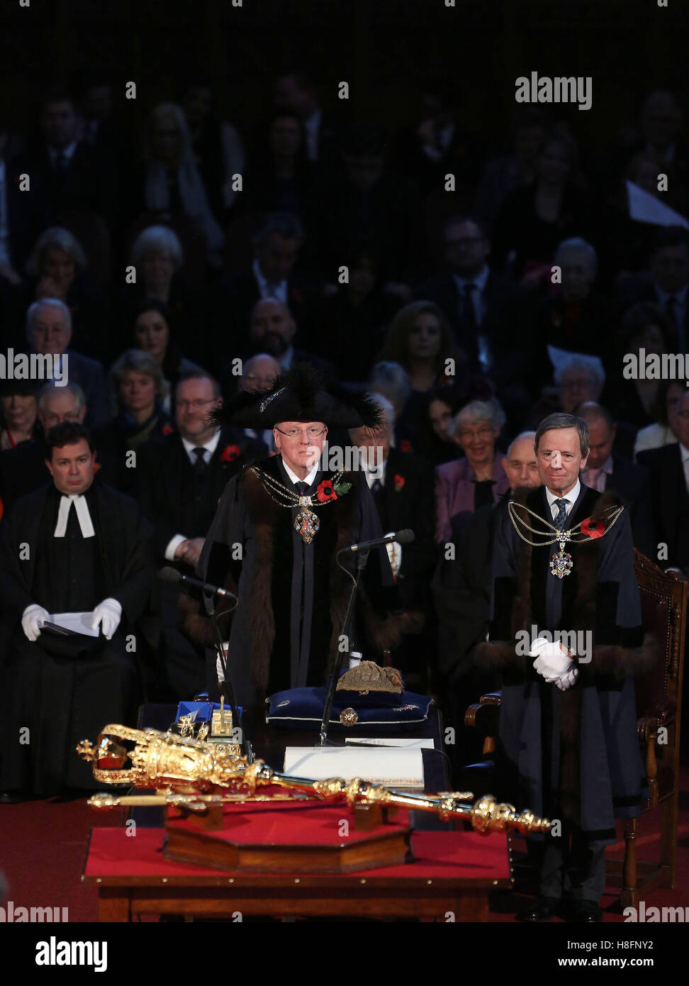 The newly appointed Lord Mayor of London, Andrew Parmley (centre ...