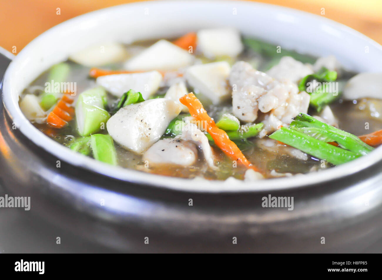 vegetable soup,stir-fried-noodle soup dish Stock Photo - Alamy