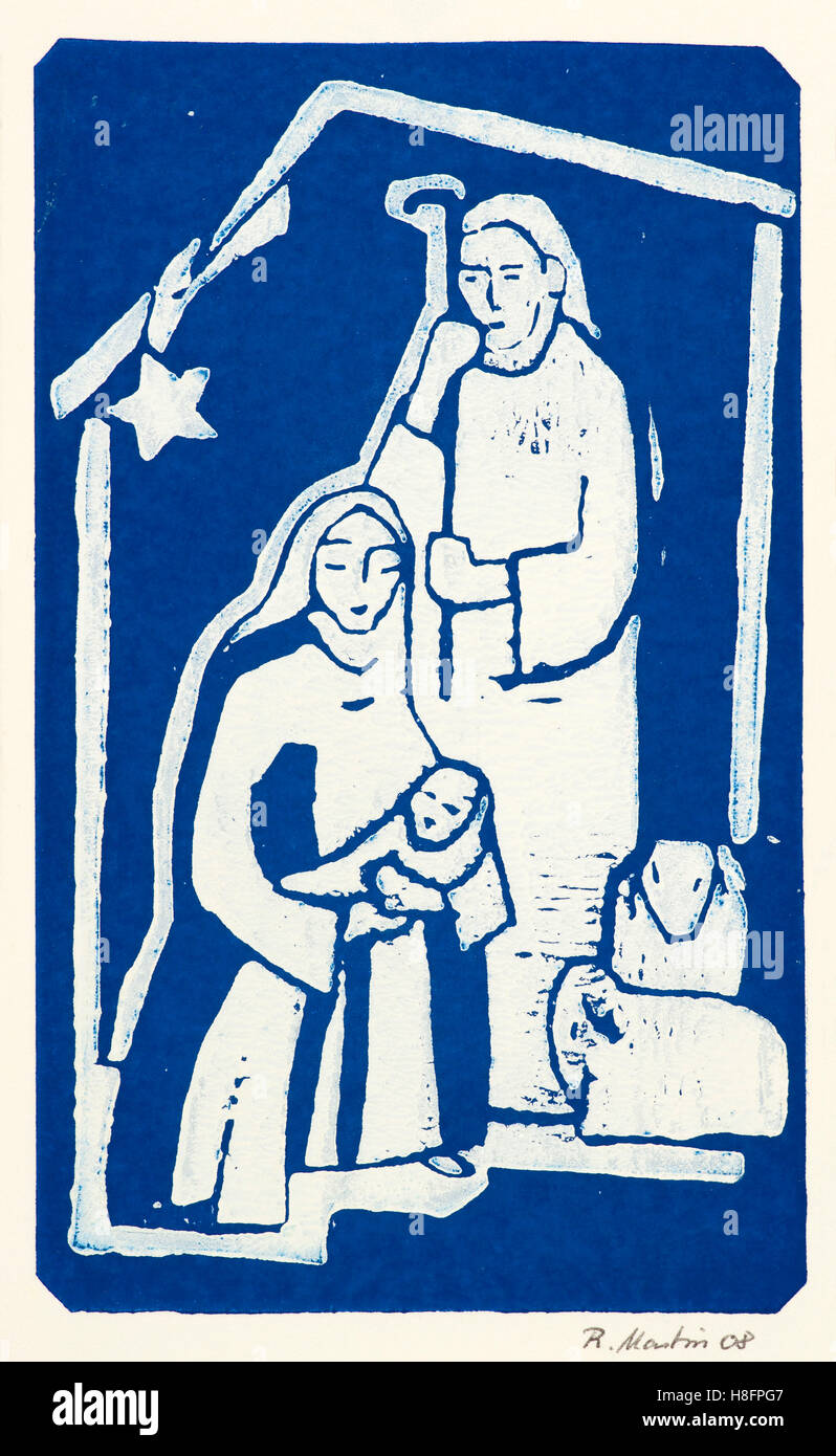 Regine Martin, art, holy family, Bethlehem in the stable Stock Photo ...