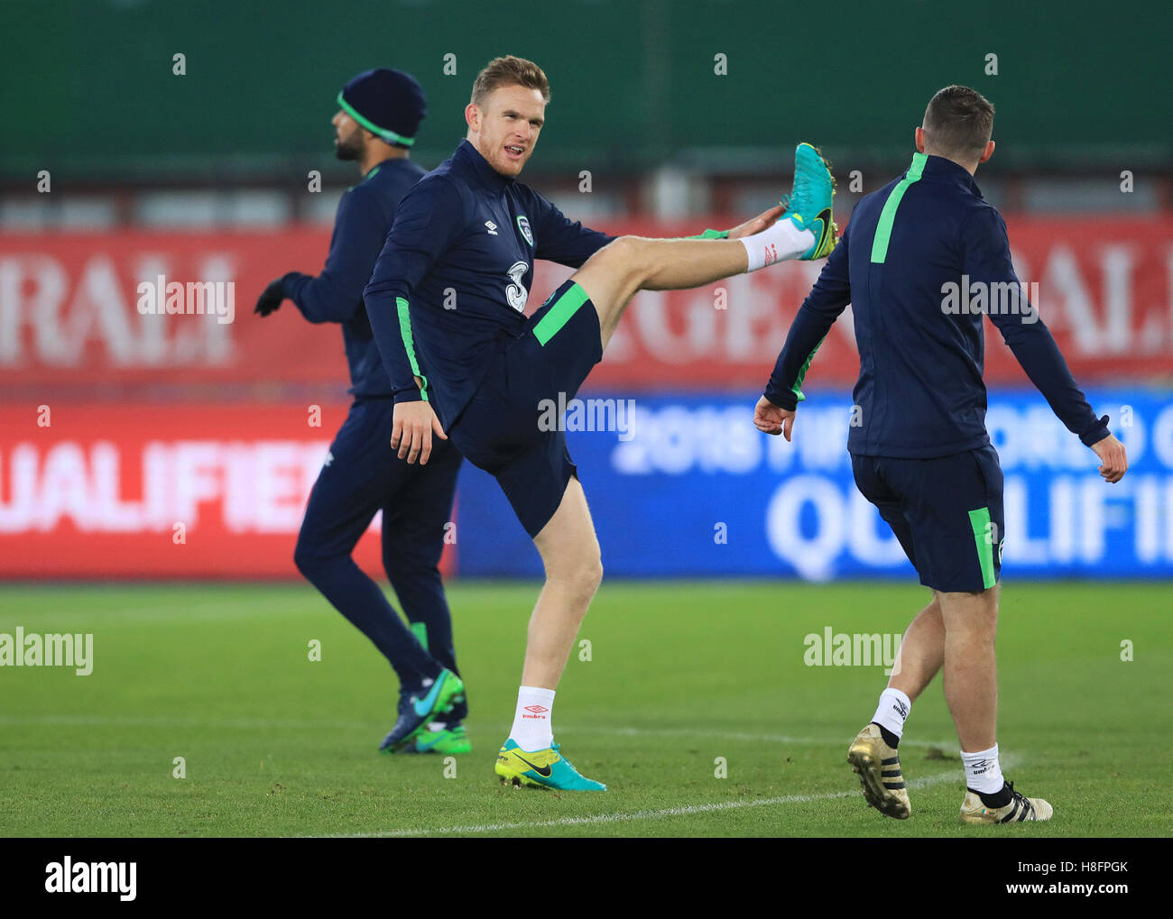 Republic of Ireland's Alex Pearce during the training session at Ernst ...