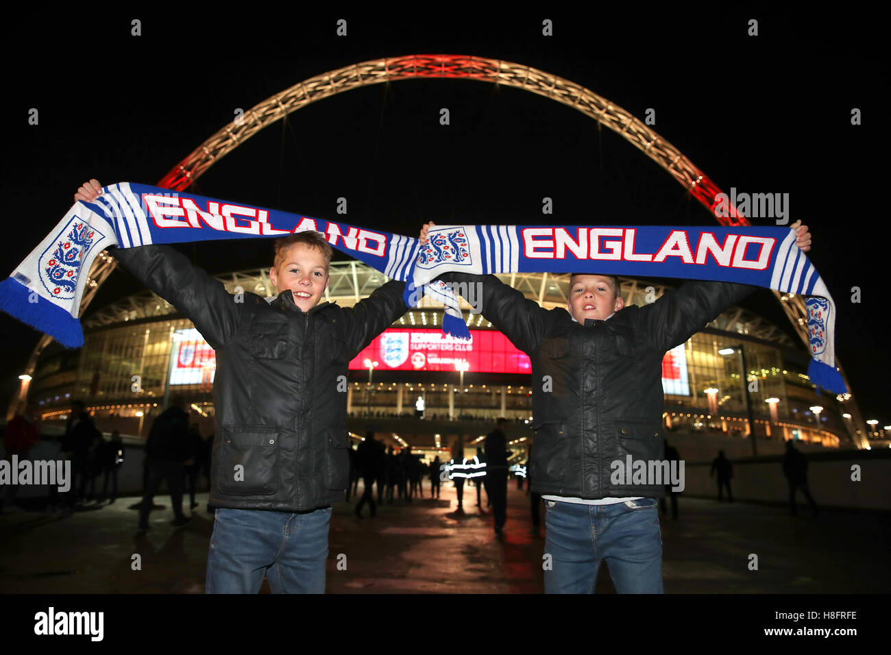 England fans Lucas and Isaac Pepper from Worcester arriving for the ...