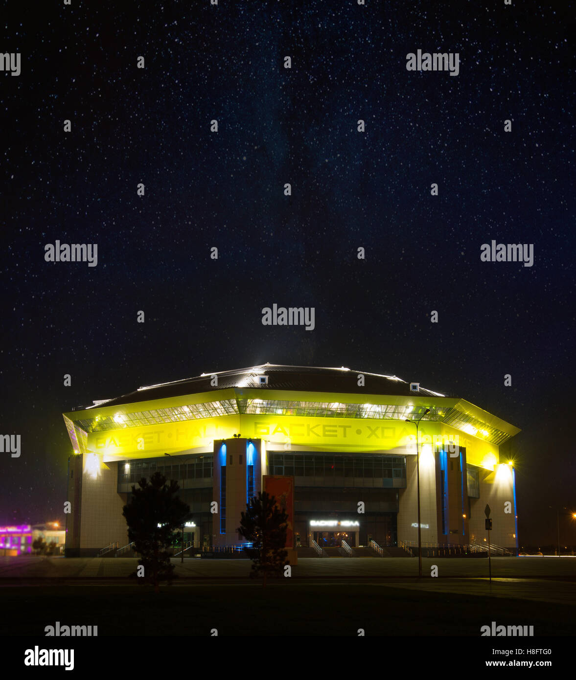 Beautiful night basketball arena Stock Photo - Alamy