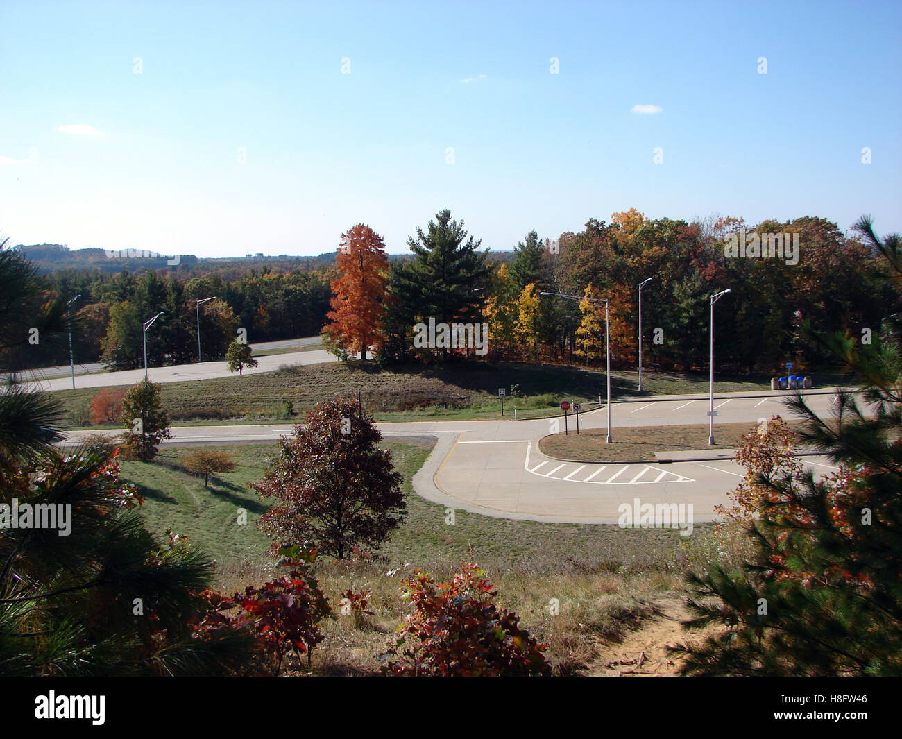 Fall Scene showing a Highway Rest Area Stock Photo - Alamy