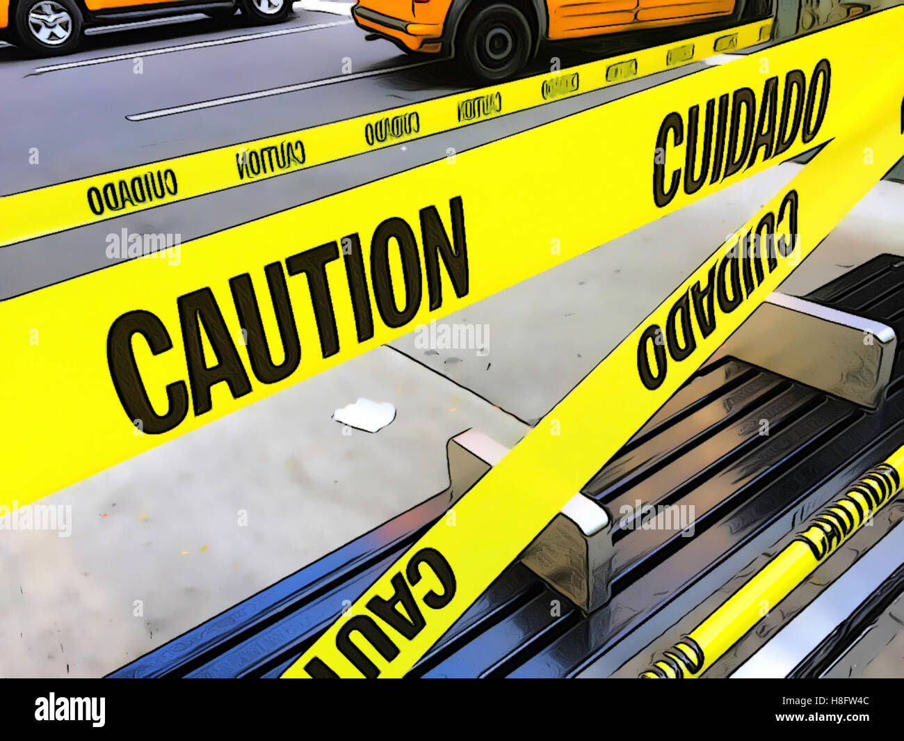 Caution Tape at Construction Site Stock Photo - Alamy