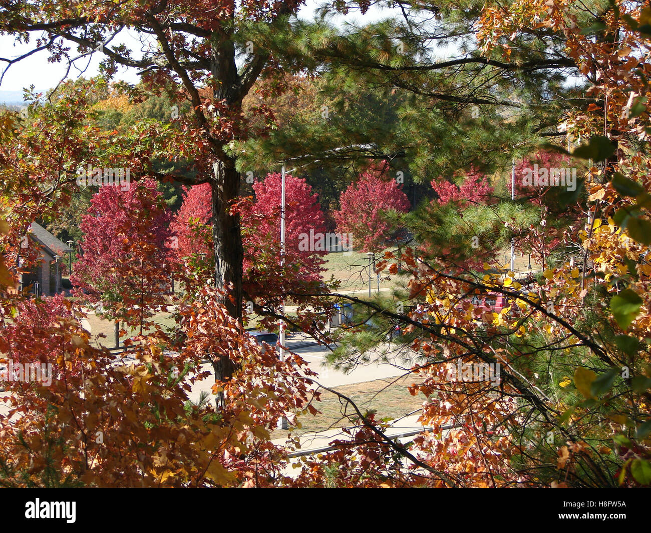 Fall Scene showing a Highway Rest Area Stock Photo - Alamy