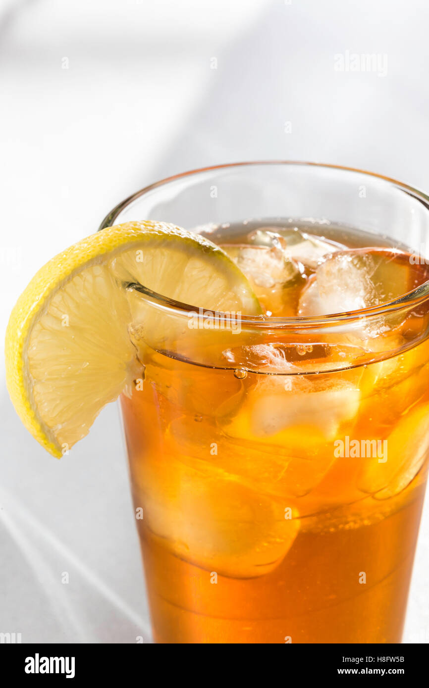 Glass of Iced Tea with Lemon Wedge Stock Photo - Alamy