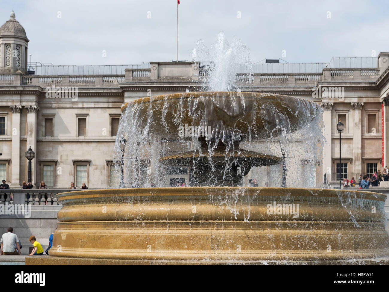 England, London, Trafalgar Square, fountain built by Sir Edwin Lutyens ...