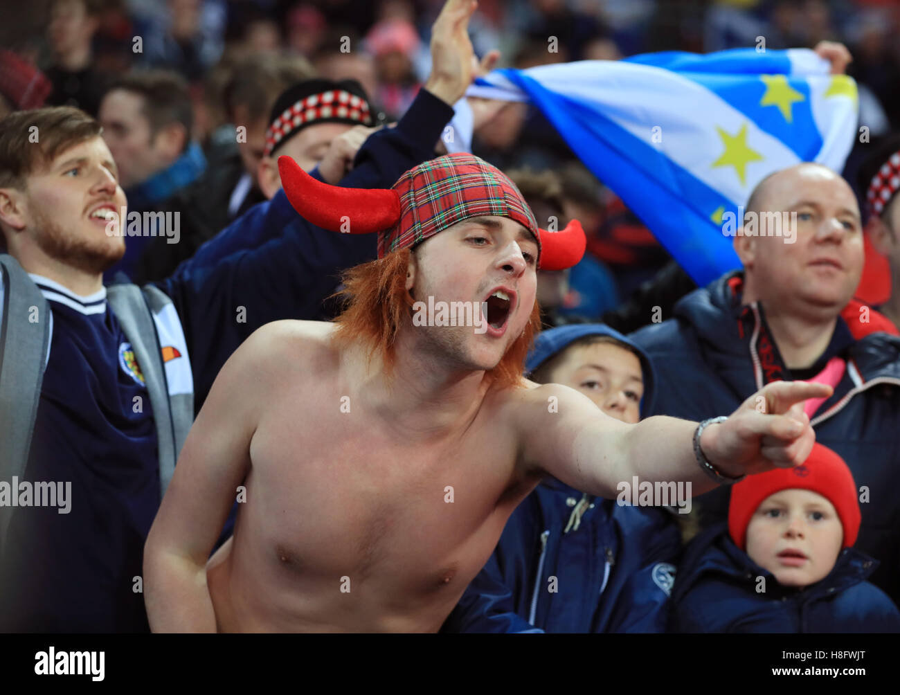 A Scotland fan in the crowd before the 2018 FIFA World Cup qualifying ...