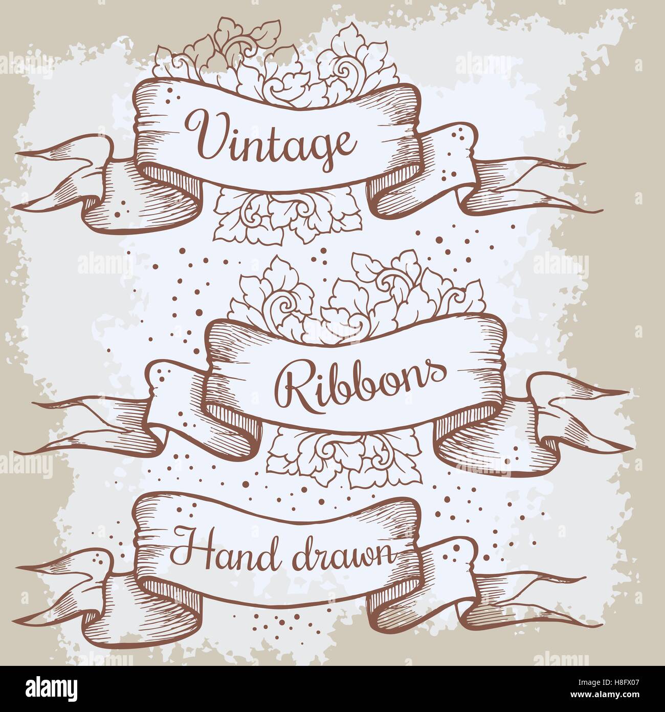 Old hand drawn banner to scrapbook or design in vector.Collection of ...