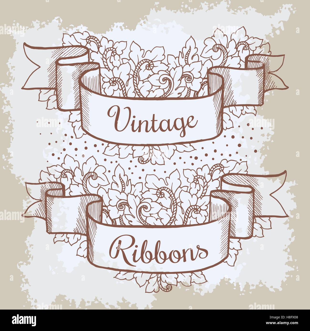 Old hand drawn banner to scrapbook or design in vector.Collection of ...