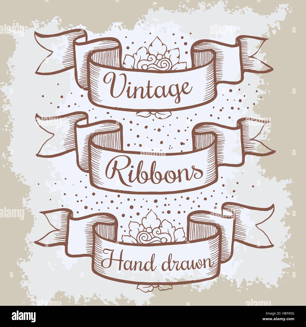 Old hand drawn banner to scrapbook or design in vector.Collection of ...