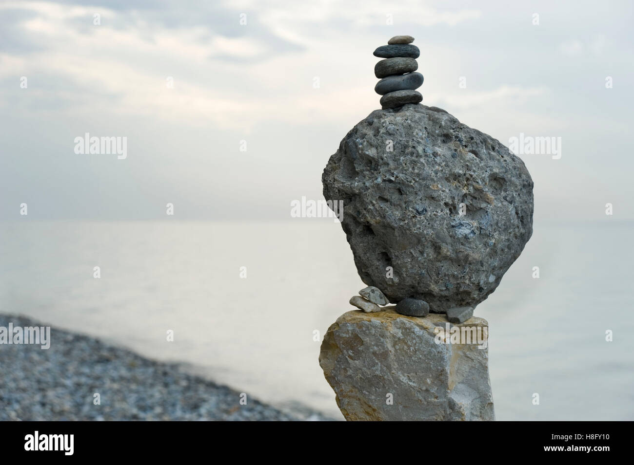 Constance, little stone man at the lakeside Stock Photo - Alamy