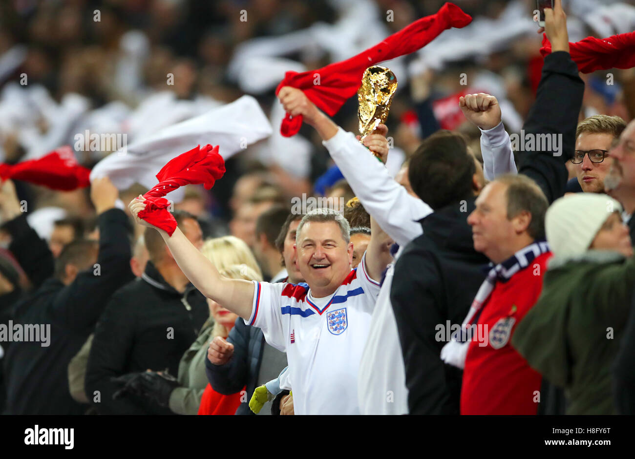 England fans cheer in the stands during the 2018 FIFA World Cup ...