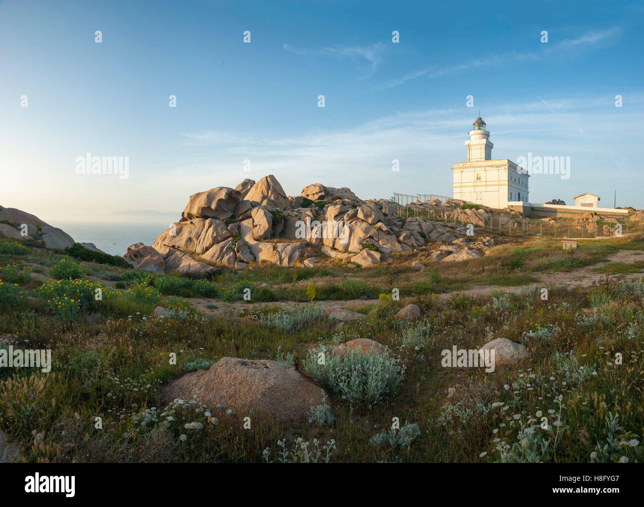 Italy, Sardinia, lighthouse at the Capo Testa Stock Photo - Alamy