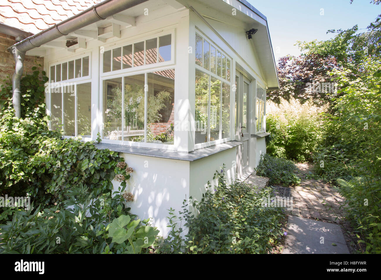 cottage, glazed veranda, the island of Rügen Stock Photo - Alamy