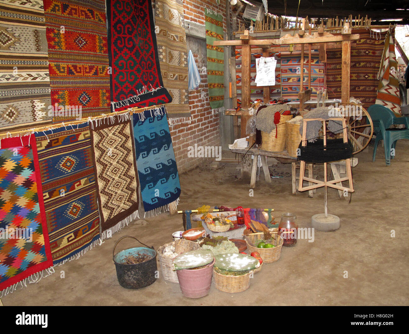 The natural colors and colorful carpets weaved with an old traditional ...