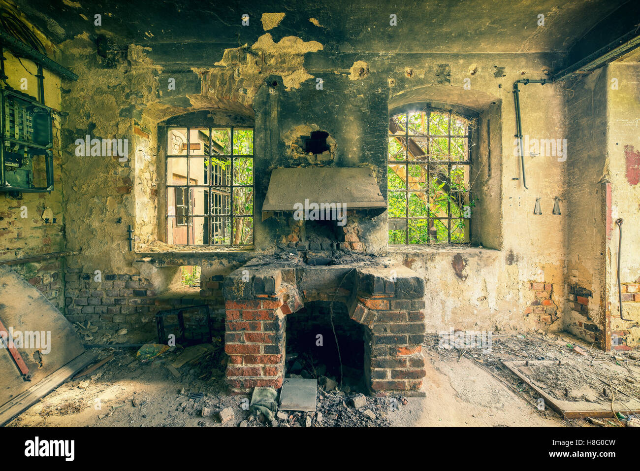former forging furnace in a deserted factory Stock Photo - Alamy
