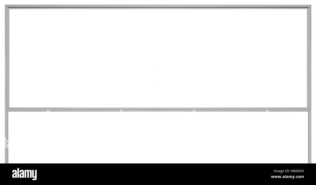 White metal ad sign board signage, isolated blank empty roadside ...