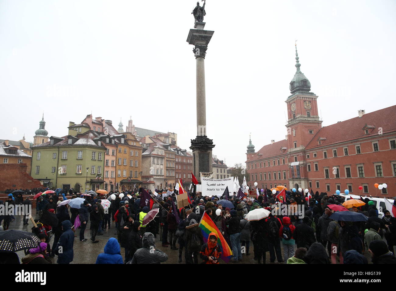 Warsaw, Poland. 11th Nov, 2016. Antifa held protest against nationalism ...