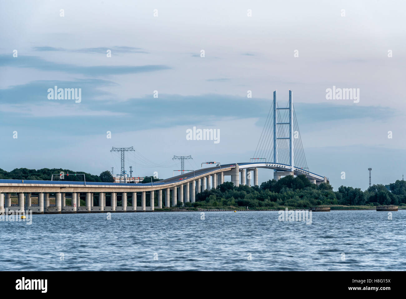 Stralsund, Mecklenburg-Vorpommerm, Germany, the island of Rügen bridge ...