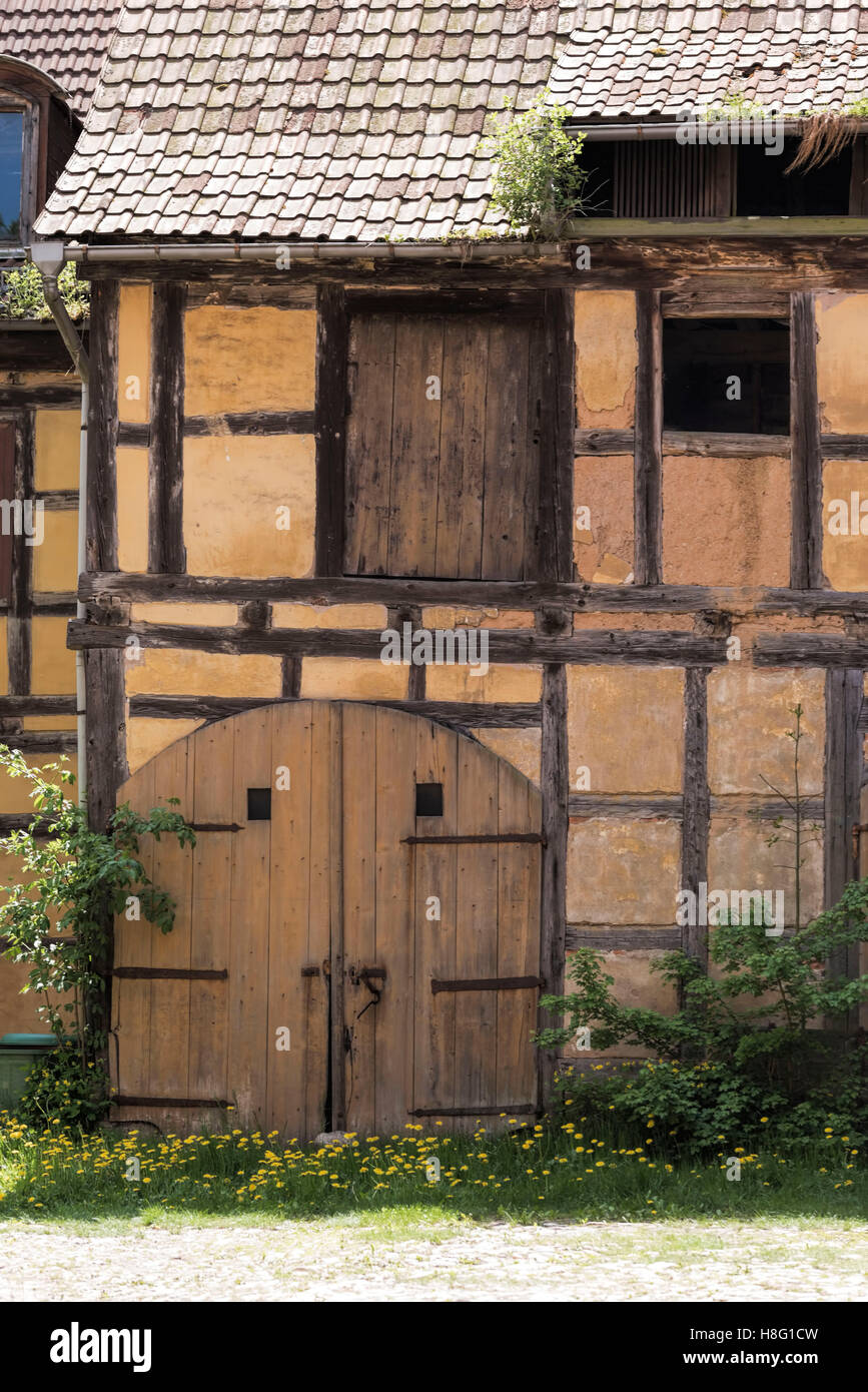 Stable building, half-timbered building, old Stock Photo - Alamy