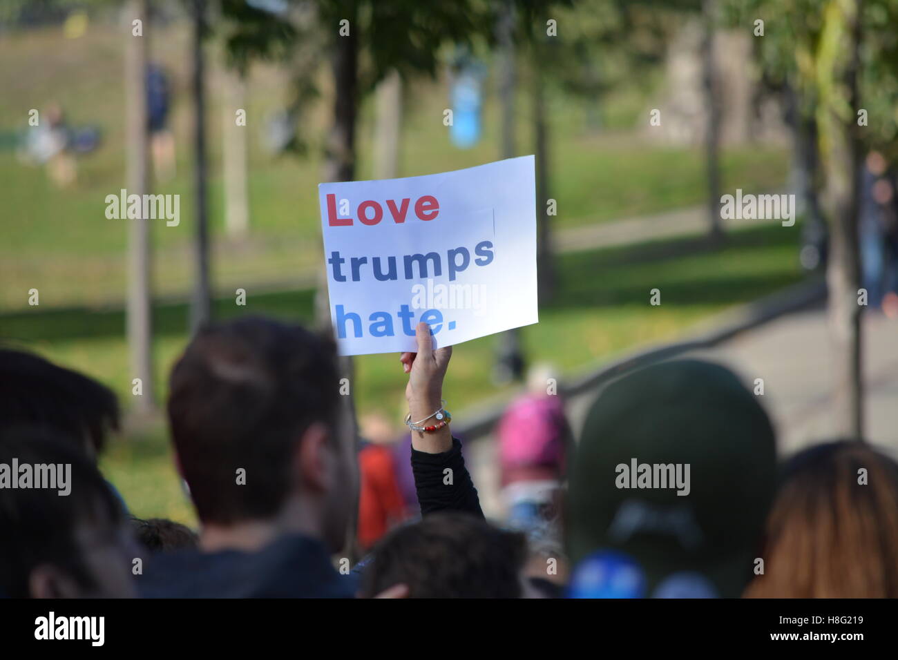 Protesters in Boston Common protesting Republican president elect ...