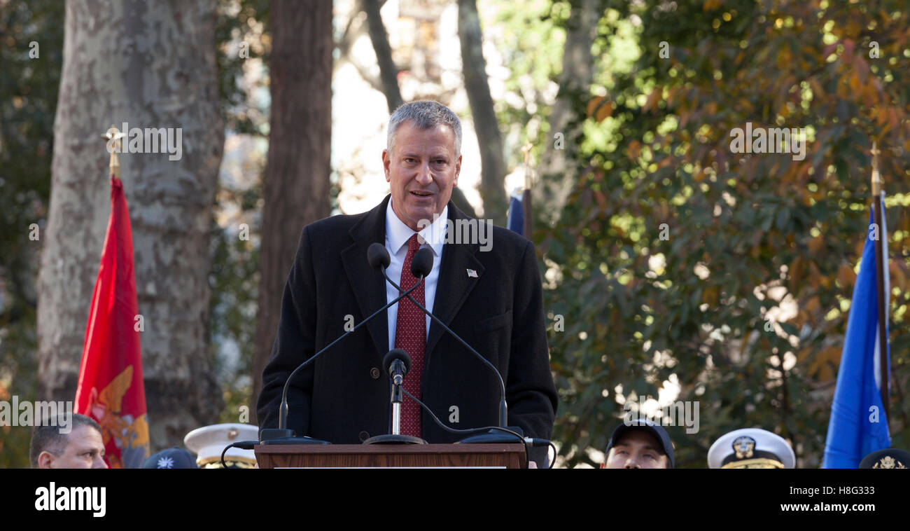 New York, United States. 11th Nov, 2016. Mayor Bill De Blasio attends ...