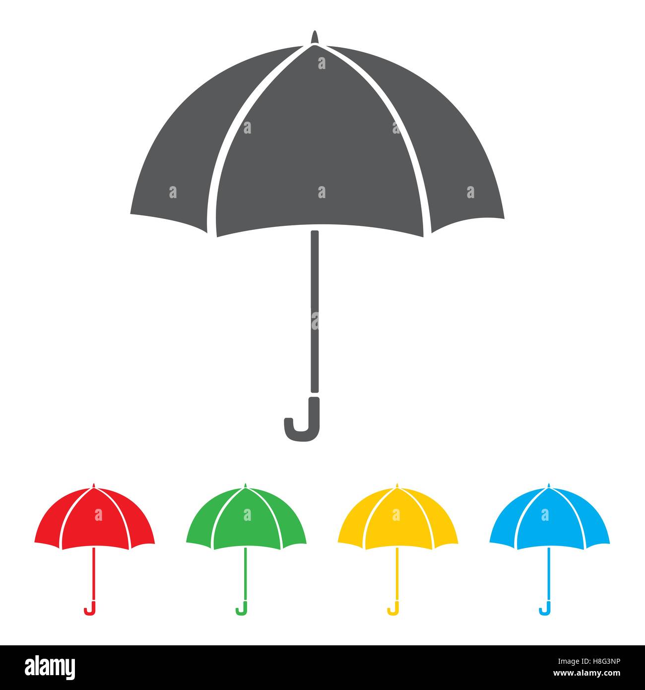 umbrella, icon, vector, rain, weather, isolated, design, set, fashion ...
