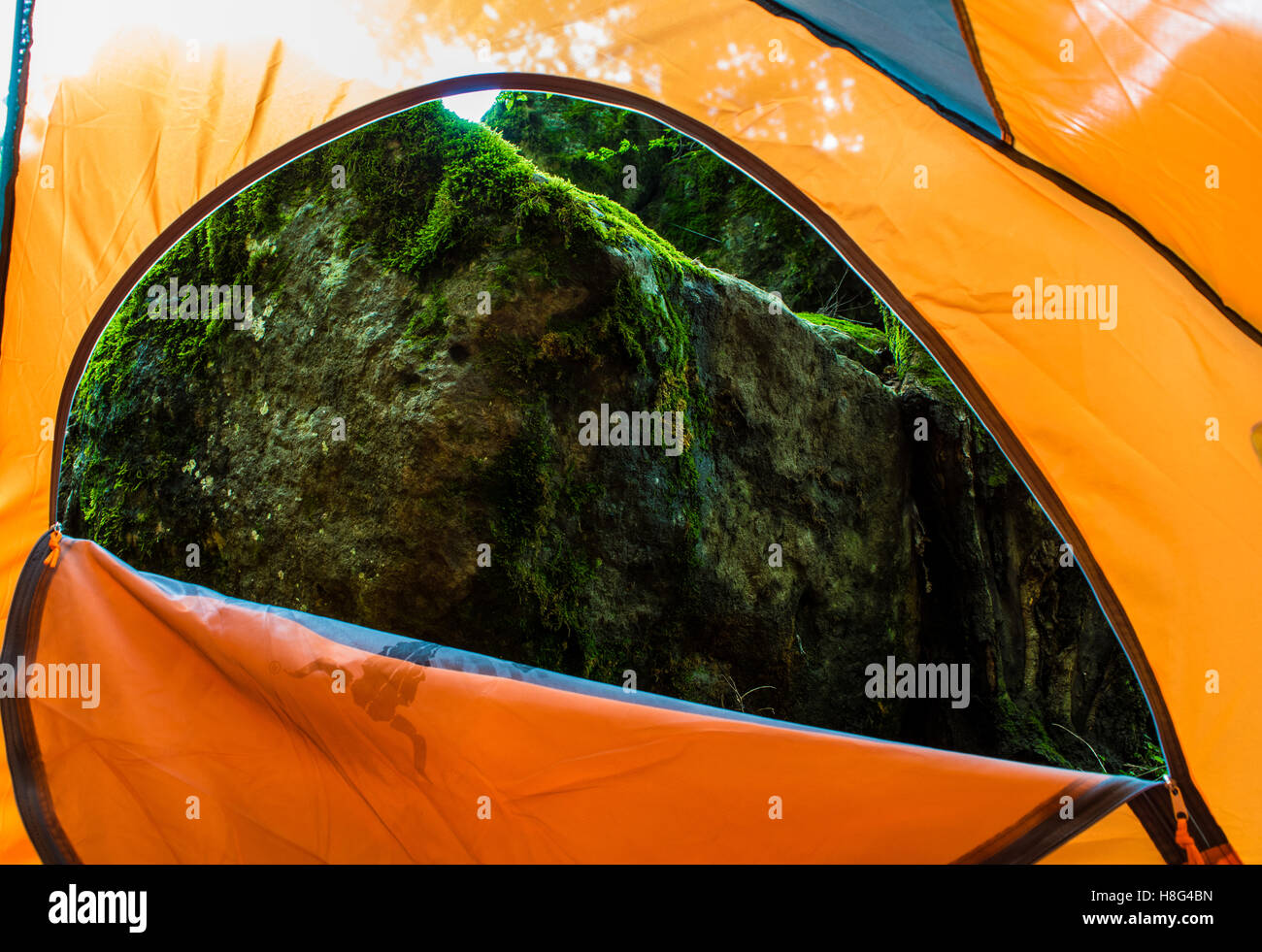 feal the real camping in morning Stock Photo - Alamy