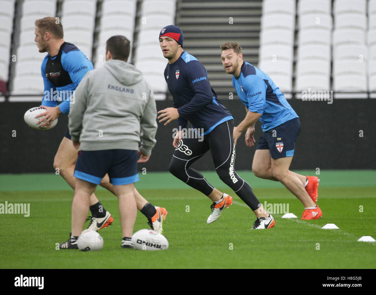 England's Sam Burgess during the team run at London Stadium Stock Photo ...