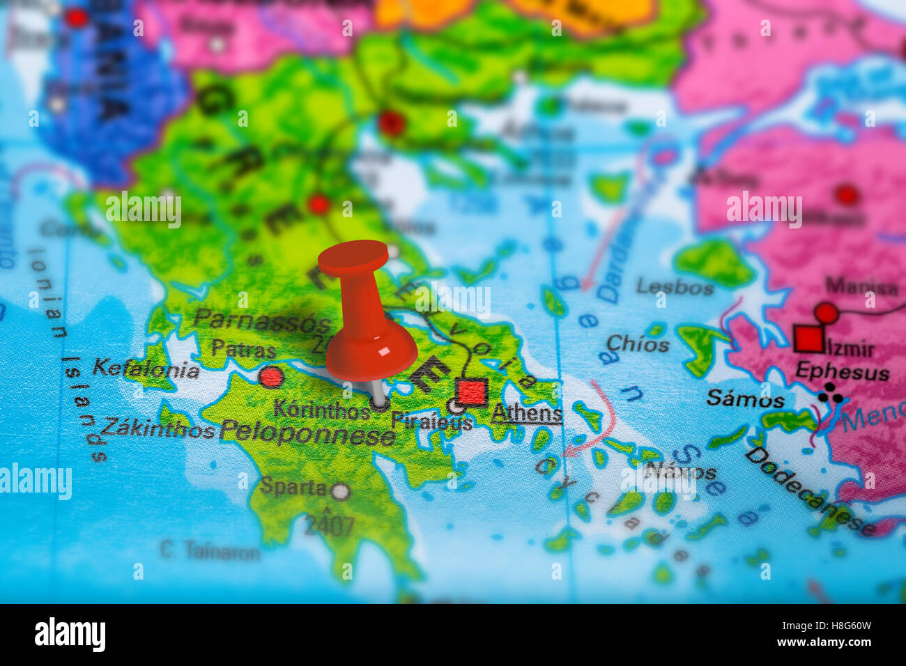 Korinthos Greece map Stock Photo - Alamy