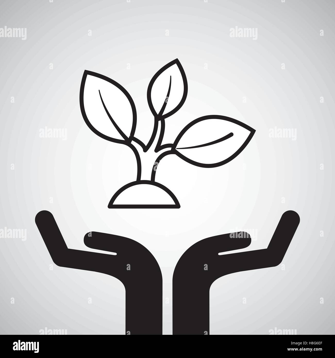 silhouette hands environmentally friendly plant vector illustration eps ...