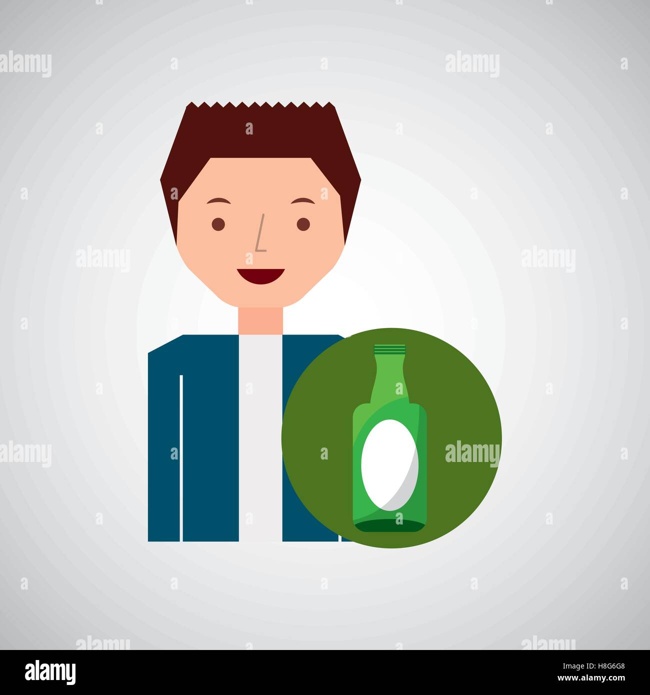 cute boy recycle ecology icon glass bottle vector illustration eps 10 ...
