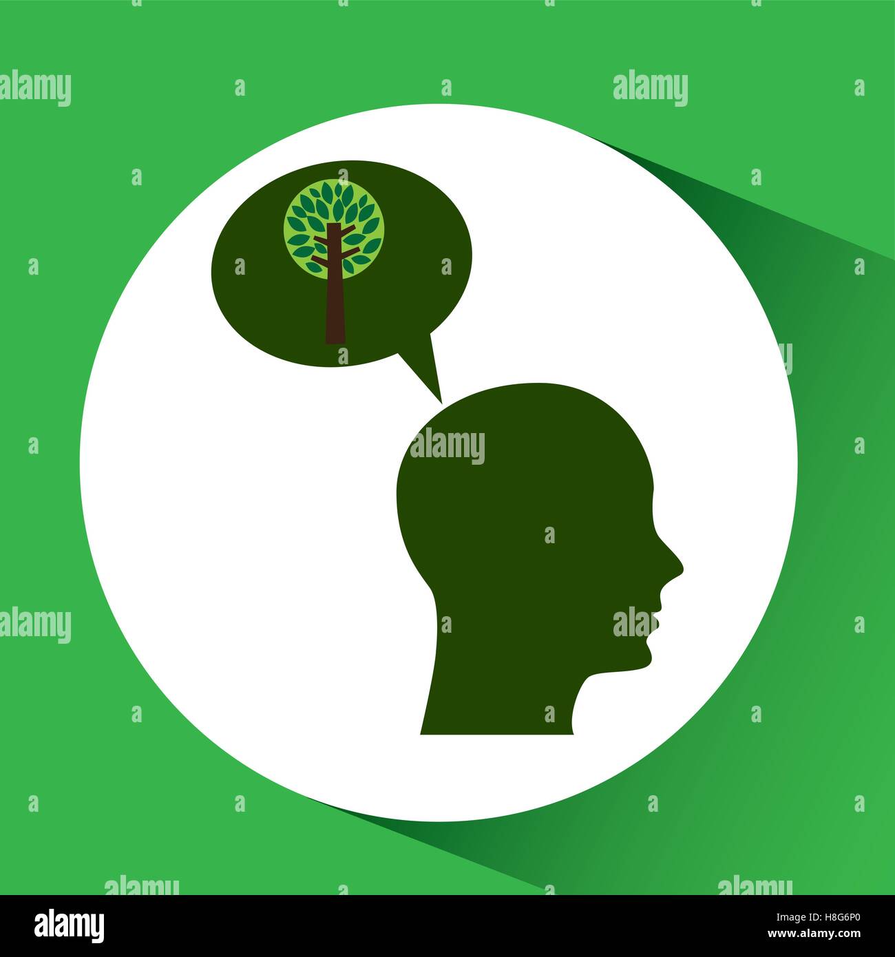 concept environment tree silhouette head vector illustration eps 10 ...