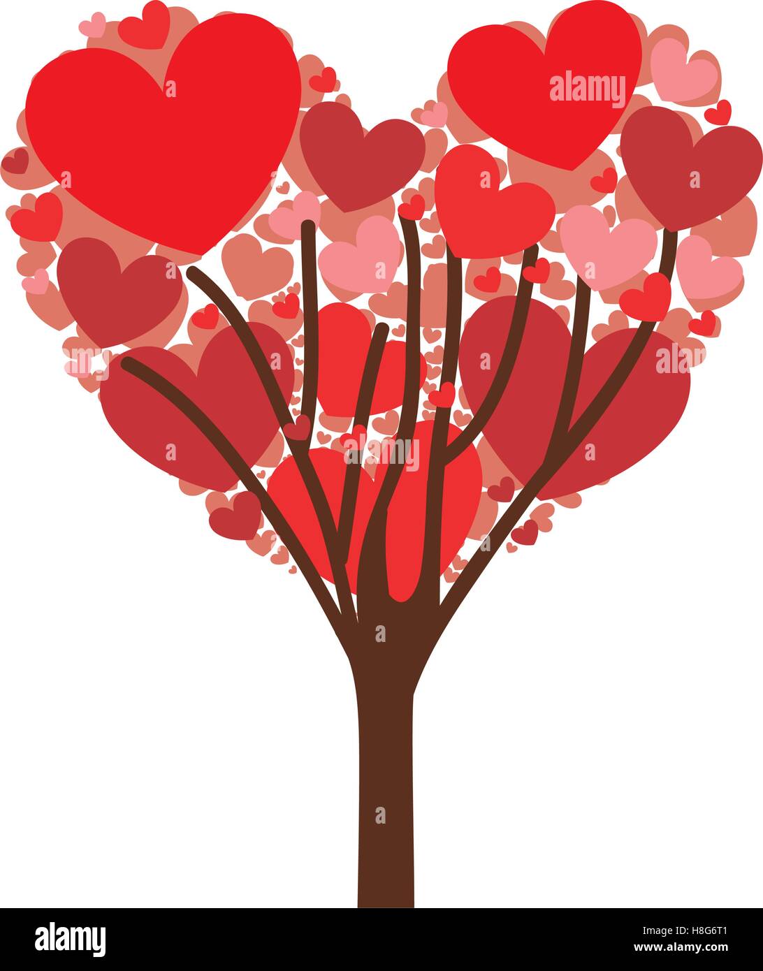 cartoon heart in tree shape icon image vector illustration design Stock ...