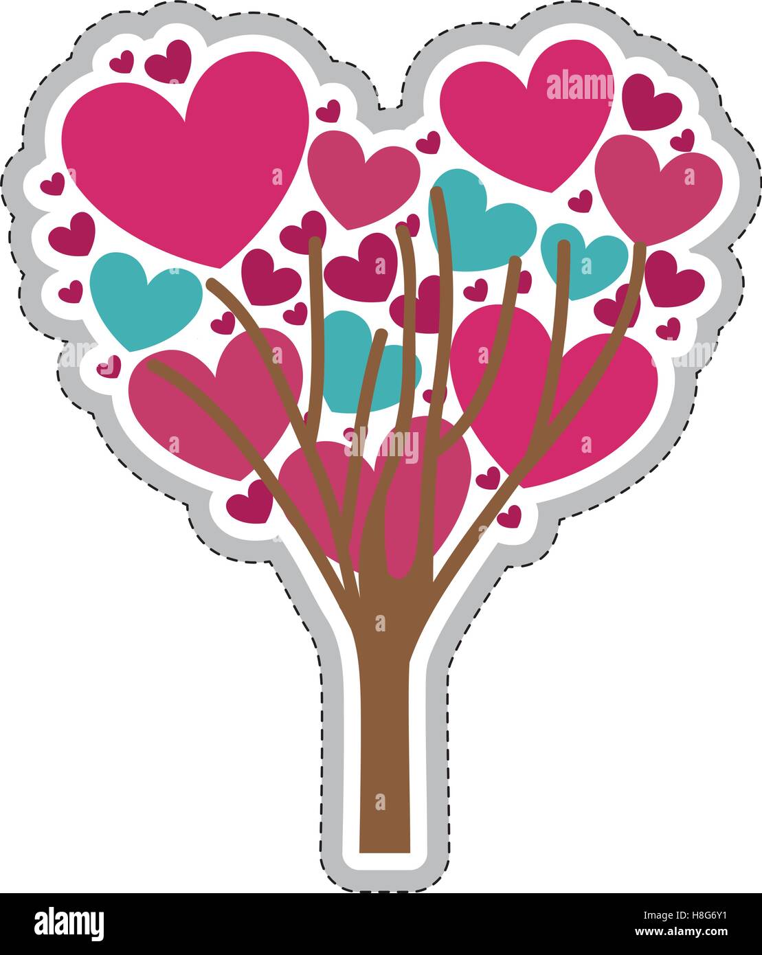 cartoon heart in tree shape icon image vector illustration design Stock ...