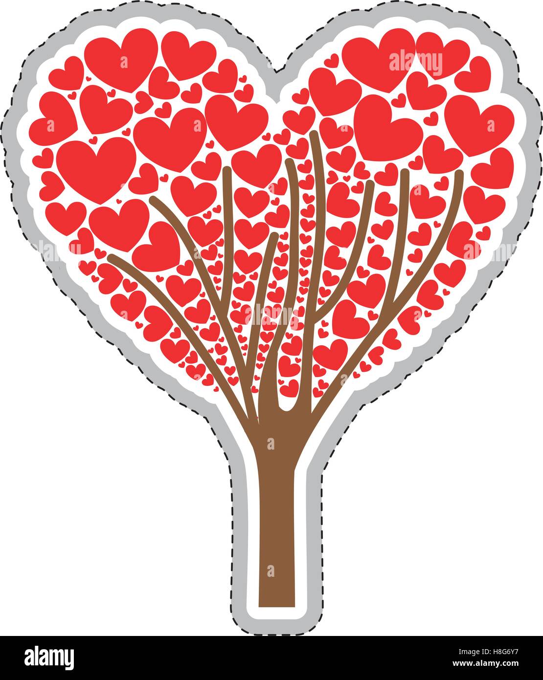 cartoon heart in tree shape icon image vector illustration design Stock ...