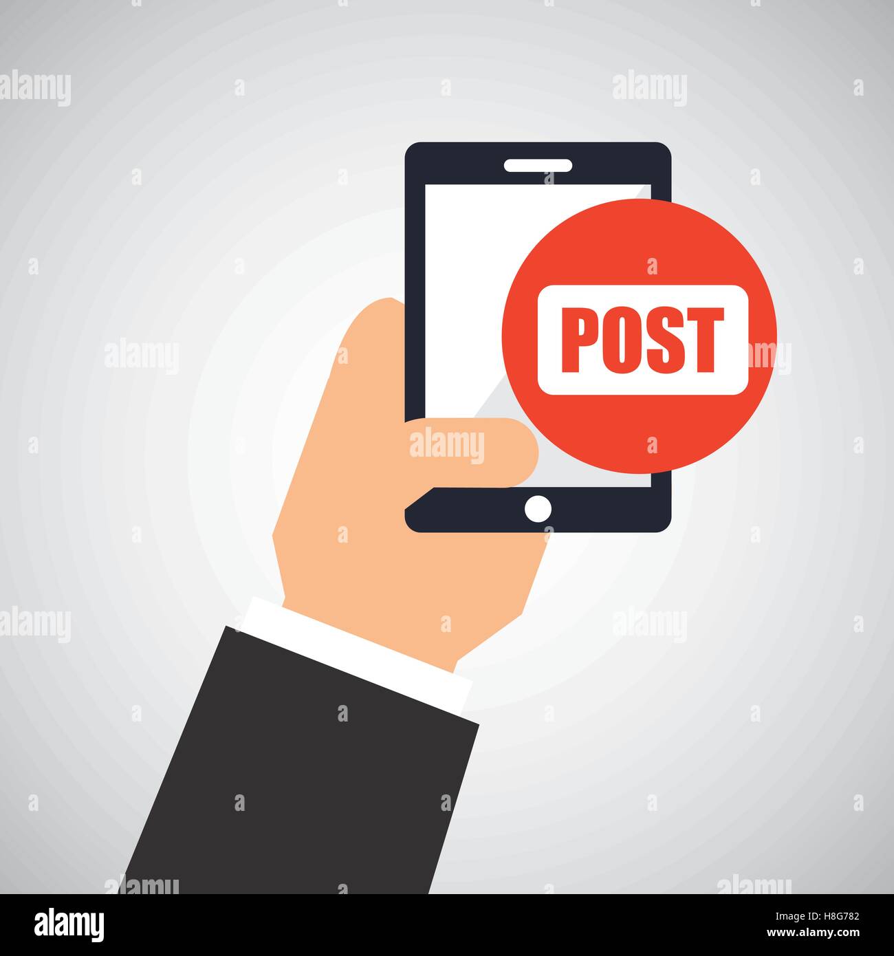 hand holding smartphone post vector illustration eps 10 Stock Vector ...