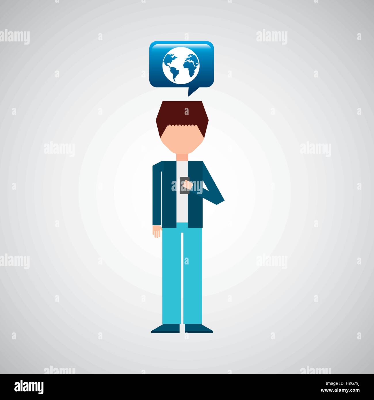man user samrtphone bubble chat vector illustration eps 10 Stock Vector ...