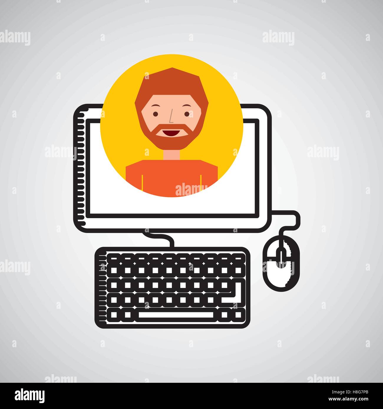 Drawing computer boy character vector hi-res stock photography and ...