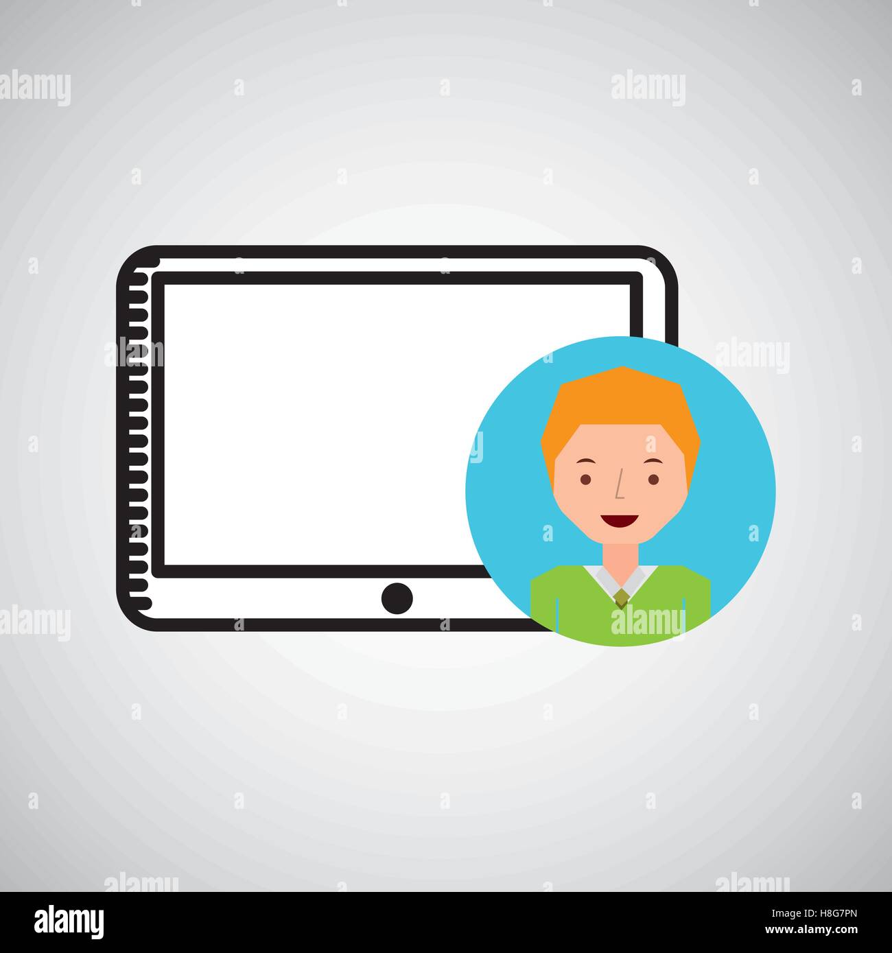 character hand draw tablet icon design vector illustration eps 10 Stock ...