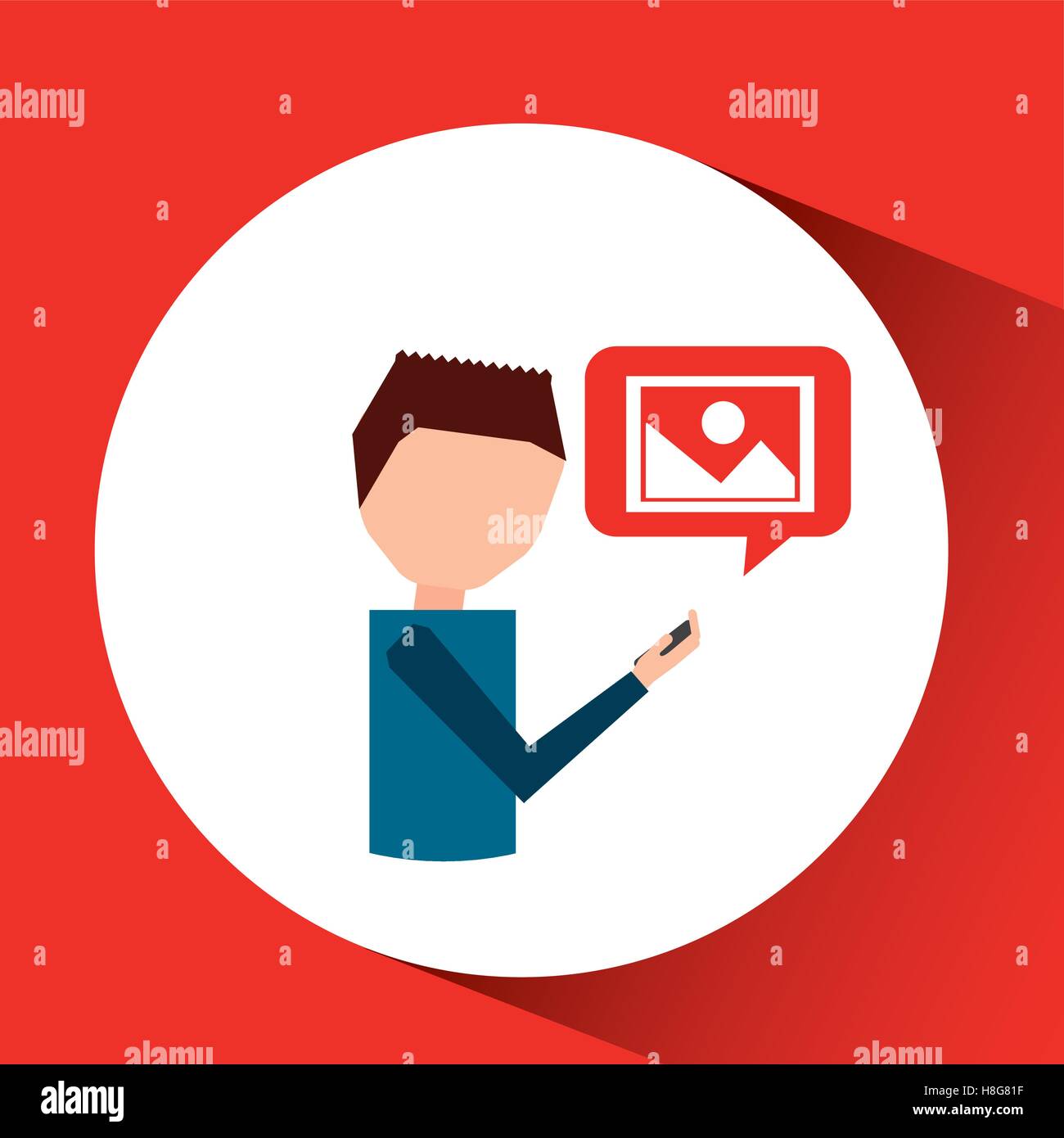 Teen boy walking mobile phone Stock Vector Images - Alamy