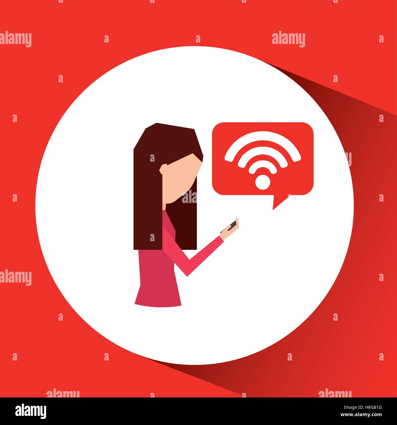 girl using smartphone walking connection wifi vector illustration eps ...